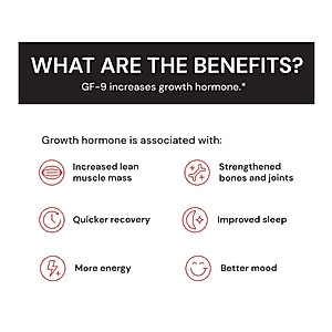 Novex Biotech GF-9 – HGH Boosting Supplement for Men - Workout Supplement for Men – Boost Growth Hormone Naturally, 120 Capsules (30-Day Supply)