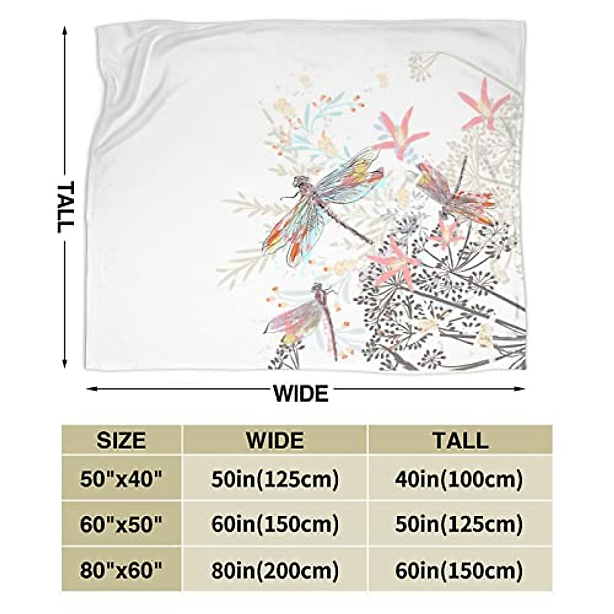 Futtspai Dragonfly Gifts for Women,Dragonfly Gifts,Dragonfly Blanket,Throw Blanket for Couch,Dragonfly Gifts Dragonfly Decor,Comfortable Flannel Warm Winter Blanket for Sofa Sofa Bed,60x80in
