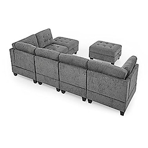Free Combination Sectional Sofa Oversized Reversible Modular Couch L Shaped Corner Sofá Upholstered Deap Seat Sleeper Couches Bed with Storage for Living Room,3 Single Chairs,2 Corners,Double Ottomans