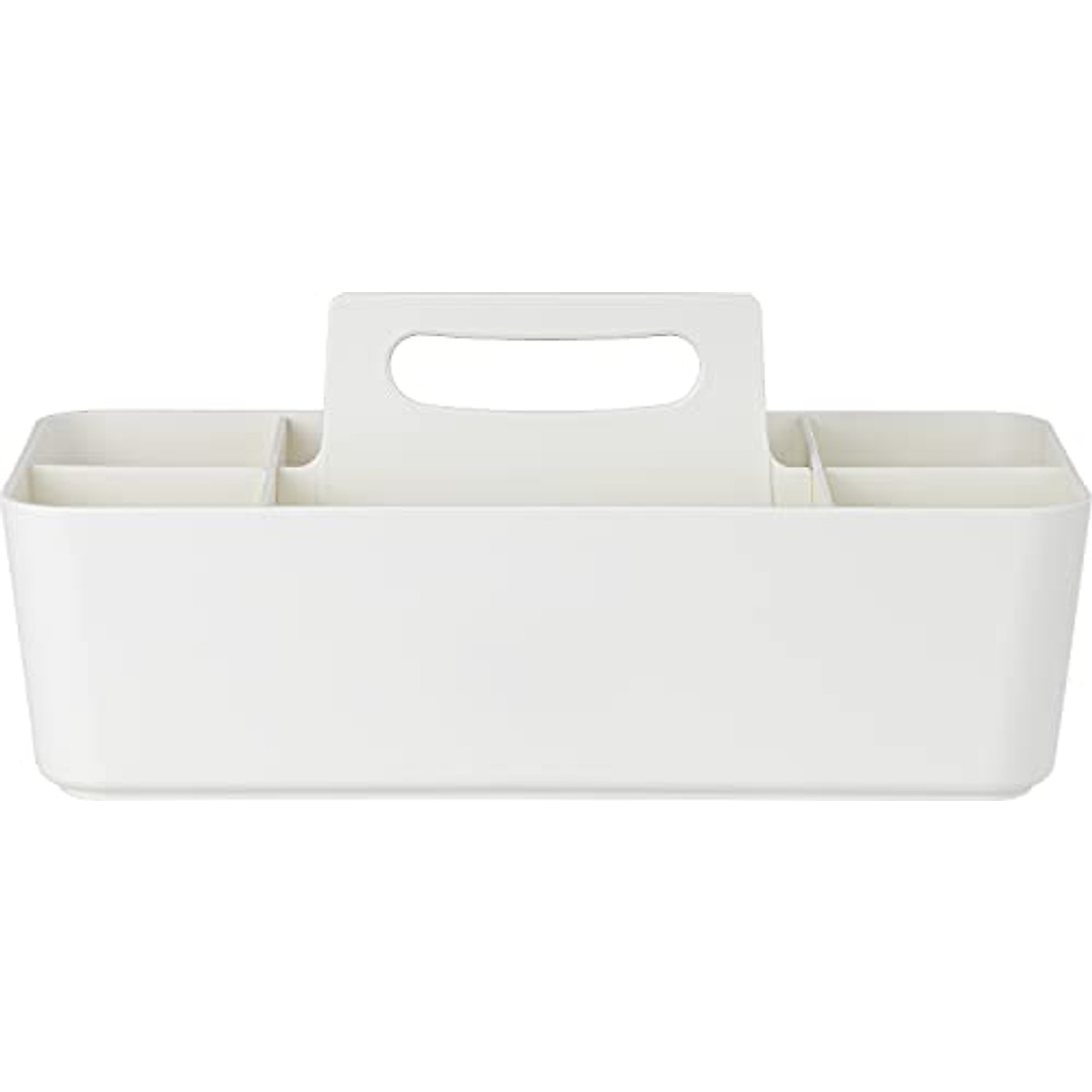 Carrotez Craft Storage Organizer, Craft Storage Containers, Caddy Tote Bin, Divided Plastic Organizer with Handle for Craft, Sewing, Art, Office Supplies, Multi Use, Stackable, Portable, White