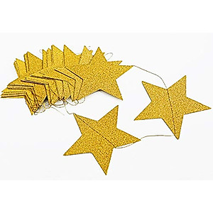 65Ft/20 Meters Star Paper Garland Bunting Banner Party Birthday Hanging Decoration Baby Shower Decor (Gold)