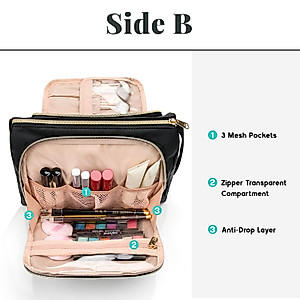 CUBETASTIC Travel Makeup Bag - Large Makeup Pouch Waterproof & Portable Cosmetic Organizer Bag PU Leather Zipper Pouches for Women and Girls