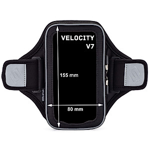 Sporteer Velocity V7 Running Armband - Compatible with iPhone 15, 15 Pro, 14, 14 Pro, 13, 13 Pro, iPhone12/12Pro, Galaxy S24, S23, S22 5G, Google Pixel, and Many More Mobile Phones - Fits Most Cases