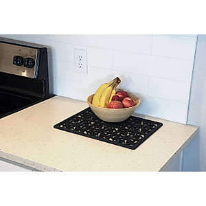 gasaré, Extra Large, Thick, Silicone Trivet for Hot Pots, Pans, Dishes, and Bakeware, Hot Pads, Hot Plates, for Kitchen Quartz Countertops, Dishwasher Safe, 16 x 12 x 3/8 Inches, Black