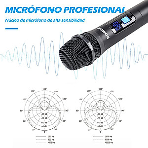 Wireless Microphone System, BOMGE Pro 4-Channel Cordless Mic Set with Four Handheld Mics, Fixed Frequency, Long Range 200ft, Ideal for Church,Karaoke, Events (V410)