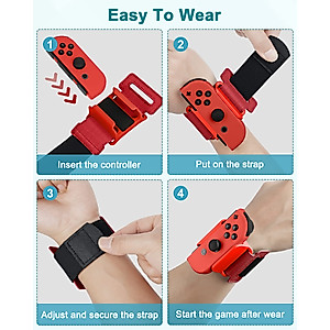 Wiilkac Upgrade Wrist Bands for Just-Dance 2024/2023/ 2022/2021/2020 Switch, Two Size Comfortable Adjustable Elastic Dance Strap for Switch Joystick Controller, 2 Pack(Red+Blue)