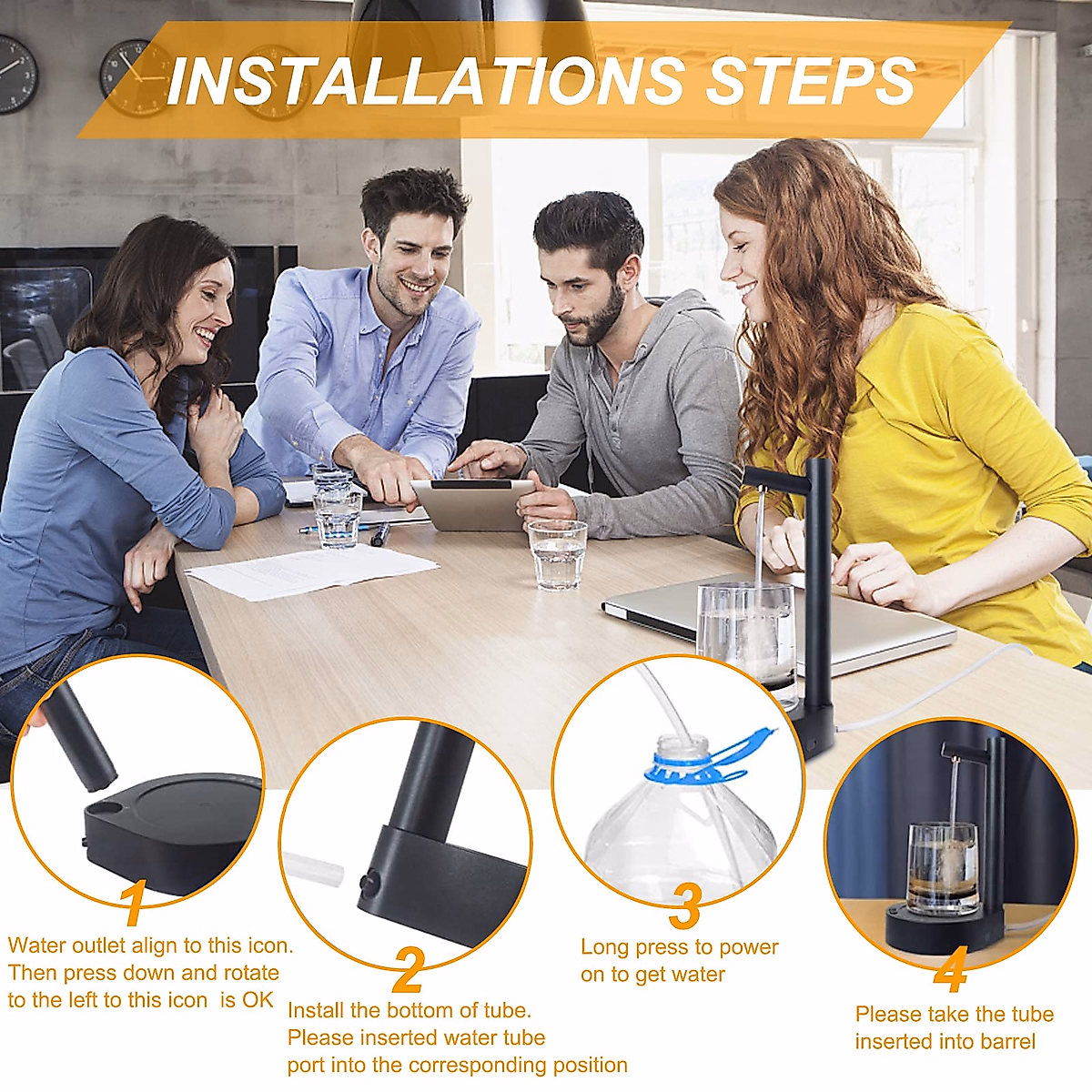 Bestshaoying Intelligent Desktop Water Pump Barrel Mounted Removable Automatic Water Dispenser Absorber Outdoor,Suitable for Home, Office, (Dark Blue)