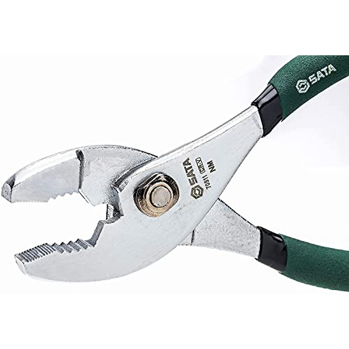 SATA 6-Inch Slip-Joint Pliers, Chrome Vanadium Steel Body, with Green Handles and Rivet Joint Assembly - ST70511ST