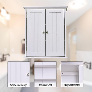Ceredeme Bathroom Wall Cabinet, Over The Toilet Storage with Dual Doors and Adjustable Shelves, Additional Storage Space in The Bathroom, Practical Health Medicine Cabinet