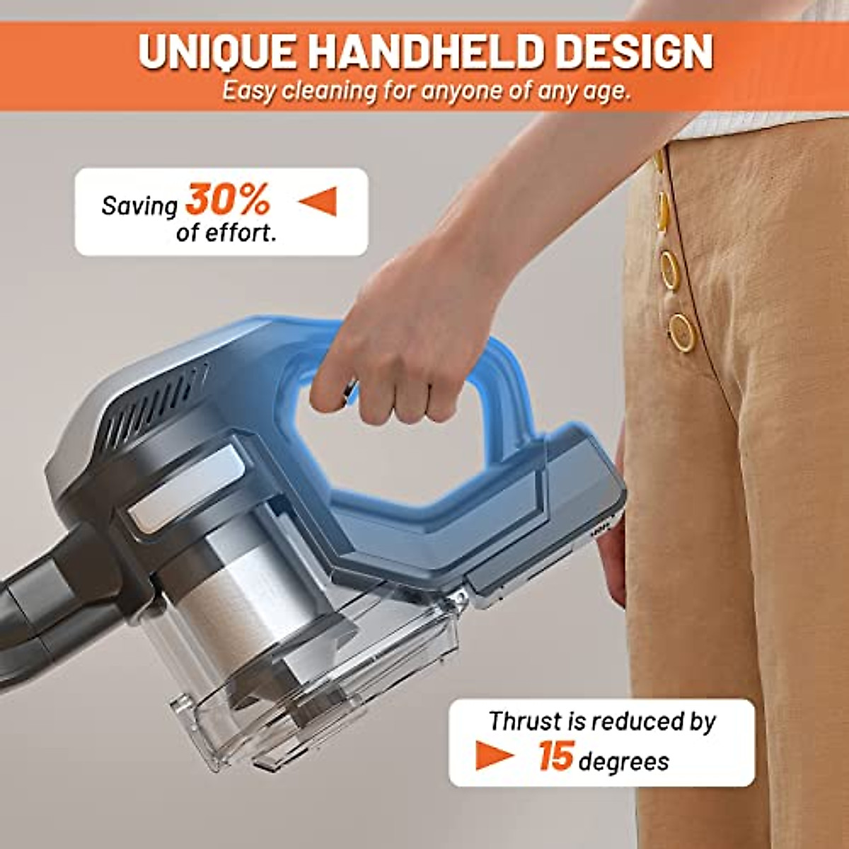 NEQUARE Cordless Vacuum Cleaner,10-in-1 Lightweight Stick Vacuum 25KPA Strong Suction 280W Brushless Motor,45Min Runtime 2500mAh Battery,Handheld Vacuum Cleaner 1.3L Dust Cup&LED Head for Floor Carpet