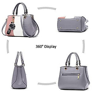 VARLIVOO Women Handbag Shoulder Bag for Ladies Female Messenger Bag for Work Top-Handle Bag Crocodile Pattern Waterproof PU Leather Gray A