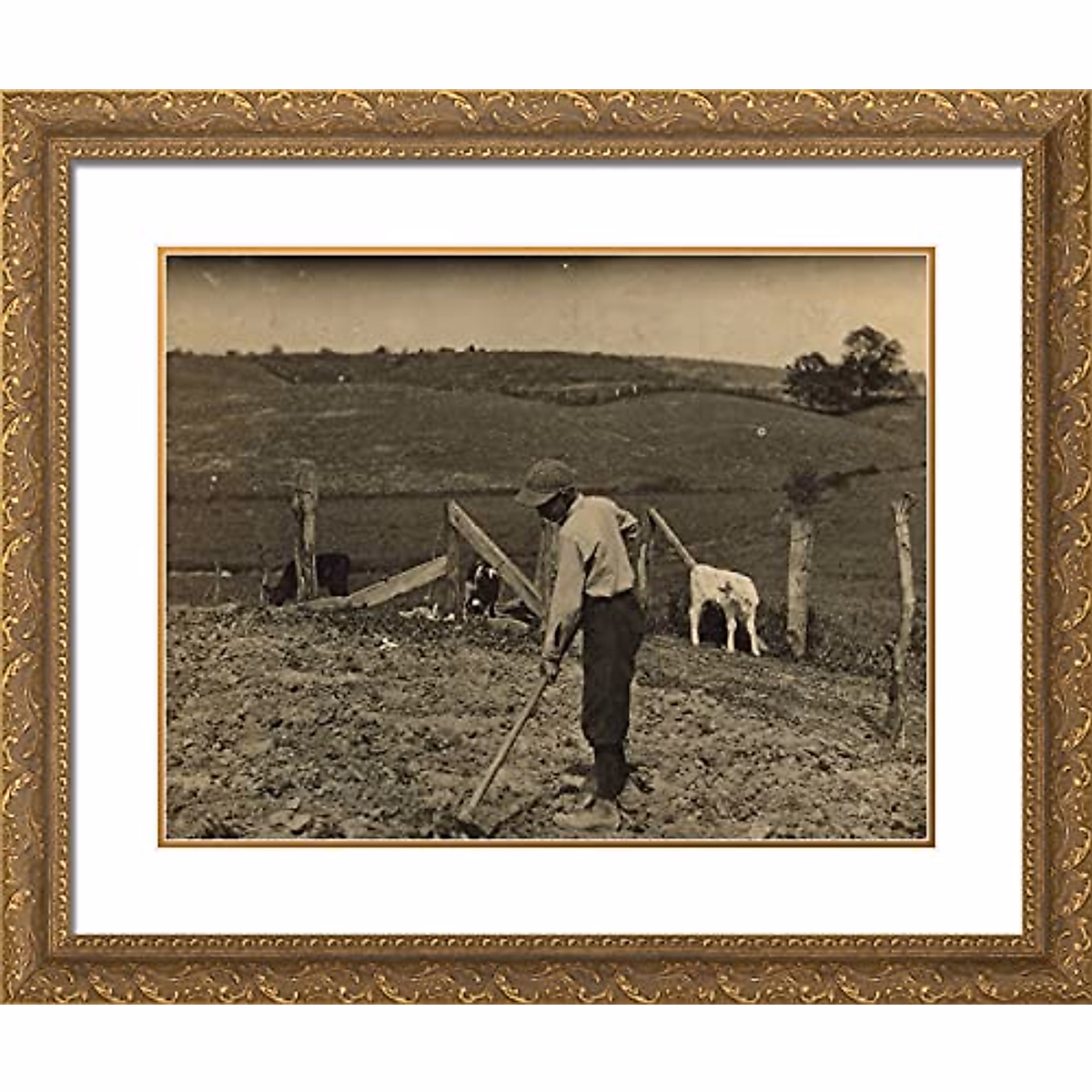 ArtDirect Hine, Lewis Wickes 24x20 Gold Ornate Framed Art Print with Double Matting Titled: Orval Riggins