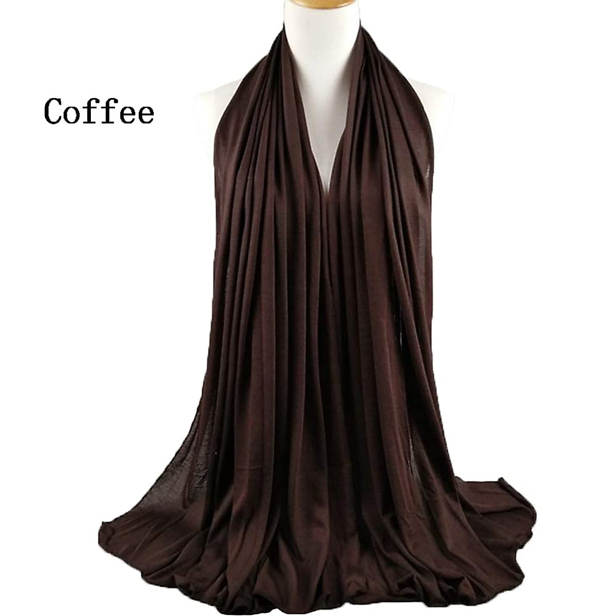 Turban Head Wraps for Black Women Jersey Hijab Scarves Cotton Fashion Headbands Long Plain Shawls Coffee