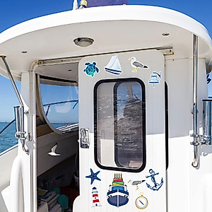 25 Pcs My Birthday Cruise Funny Car Magnets Cruise Door Magnet Flip Flop Boat Anchor Cruise Ship Decorations Magnetic Fridge Magnet Decal Life Preserver Ring Ship Steering Wheel Decorative Magnets