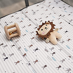 Pamo Babe Portable Playard,Sturdy Play Yard with Mattress and Toy bar with Soft Toys (Grey)…