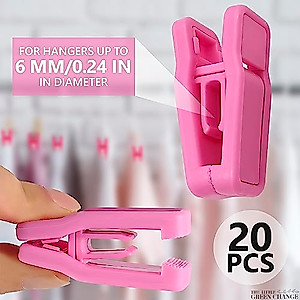 20Pcs Baby Hangers Clips - Hanger Clips for Kids Hangers Plastic with Clips - Pant Clips Pink Baby Clips - Slim Line Finger Clips for Crafts - Small Clothes Clips for Hangers with Clips Plastic