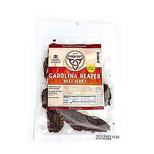 Mission Meats WORLDS HOTTEST Carolina Reaper Grass Fed Beef Jerky Hand Crafted Small Batch MSG Free Nitrate & Nitrite Free Reaper Jerky HOT & SPICY Snacks Keto Snacks