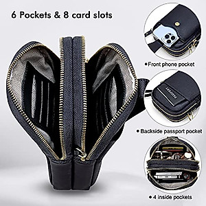 Peacocktion Crossbody Cell Phone Purse, Small Cross Body Bags for Women with Credit Card Slots, Black