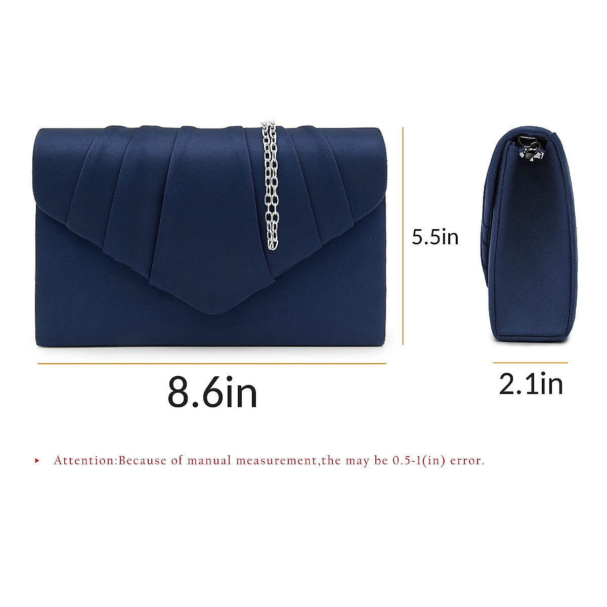 Milisente Clutch Purses For Women Suede Pleated Evening Bag Bridal Evening Clutch Bag (Navy)