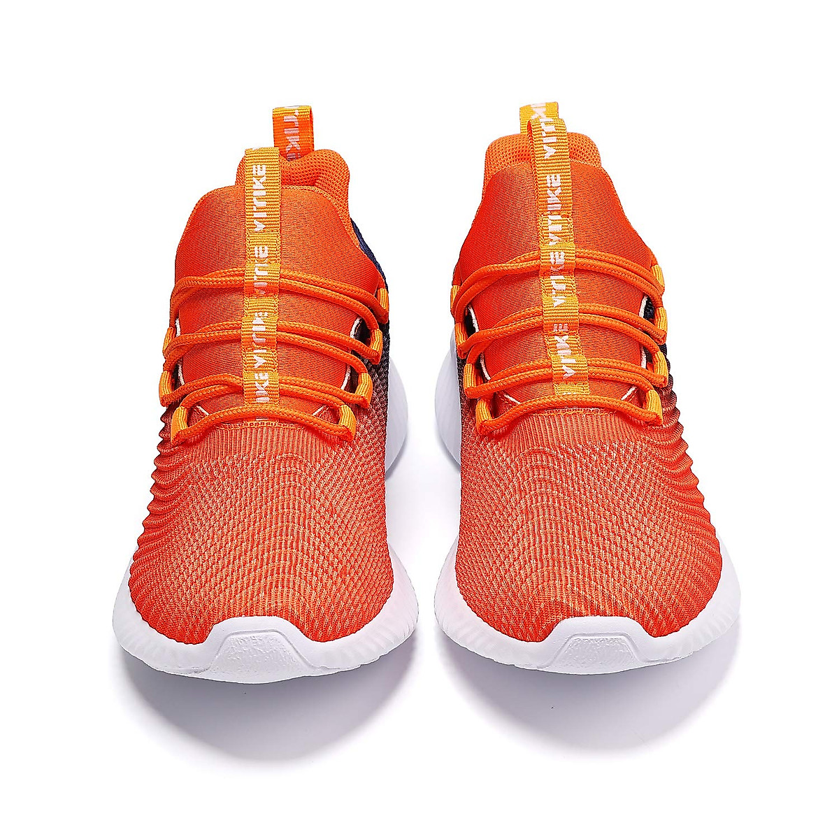 JMFCHI Boys Girls Kids' Sneakers Knitted Mesh Sports Shoes Breathable Lightweight Running Shoes for Kids Fashion Athletic Casual Shoes Orange Size 6