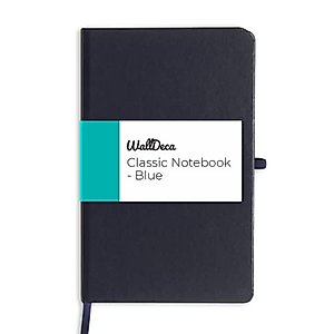 WallDeca Classic Lined Notebook Journal | Hard Cover, 240 Pages, Ruled 8.25 x 5 inches, Ivory 80 GSM Paper | School, Business, College, Notes, Journaling (Blue)