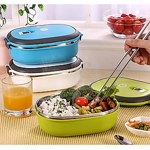 ZLDGYG Stackable Stainless Steel Thermal Compartment Lunch Box | 2-Tier Insulated Bento Box (Color : C)