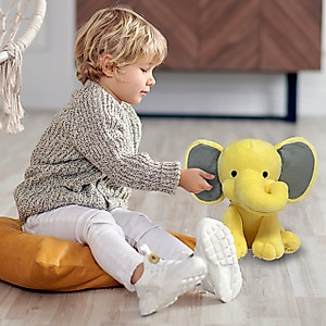 KINREX Elephant Stuffed Animals – Stuff Animal Plush Toy for Babies Girls Boys, Elephants Plushie Teddy Bear Toys for Birth Stats Baby Shower Infant Newborn Boy & Girl, Yellow Measures 9 Inches