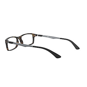 Ray-Ban RX7017 Rectangular Prescription Eyeglass Frames, Matte Black/Demo Lens, 52 mm