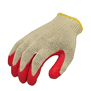 300 Pairs String Knit Red Palm Latex Dipped Work Gloves, Made in Korea