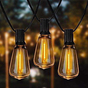 Newpow Outdoor String Lights 36ft with LED Filament Bulbs 30+2(Spare) Dimmable Shatterproof Waterproof, for Indoor/Outdoor Decoration and Lighting, Edison Vintage Style Warm 2200K