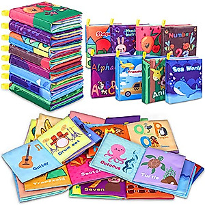 Baby Bath Books,Nontoxic Fabric Soft Baby Cloth Books,Early Education Toys,Waterproof Baby Books for Toddler, Infants Perfect Shower Toys,Kids Bath Toys Birthday Gift(Pack of 8)