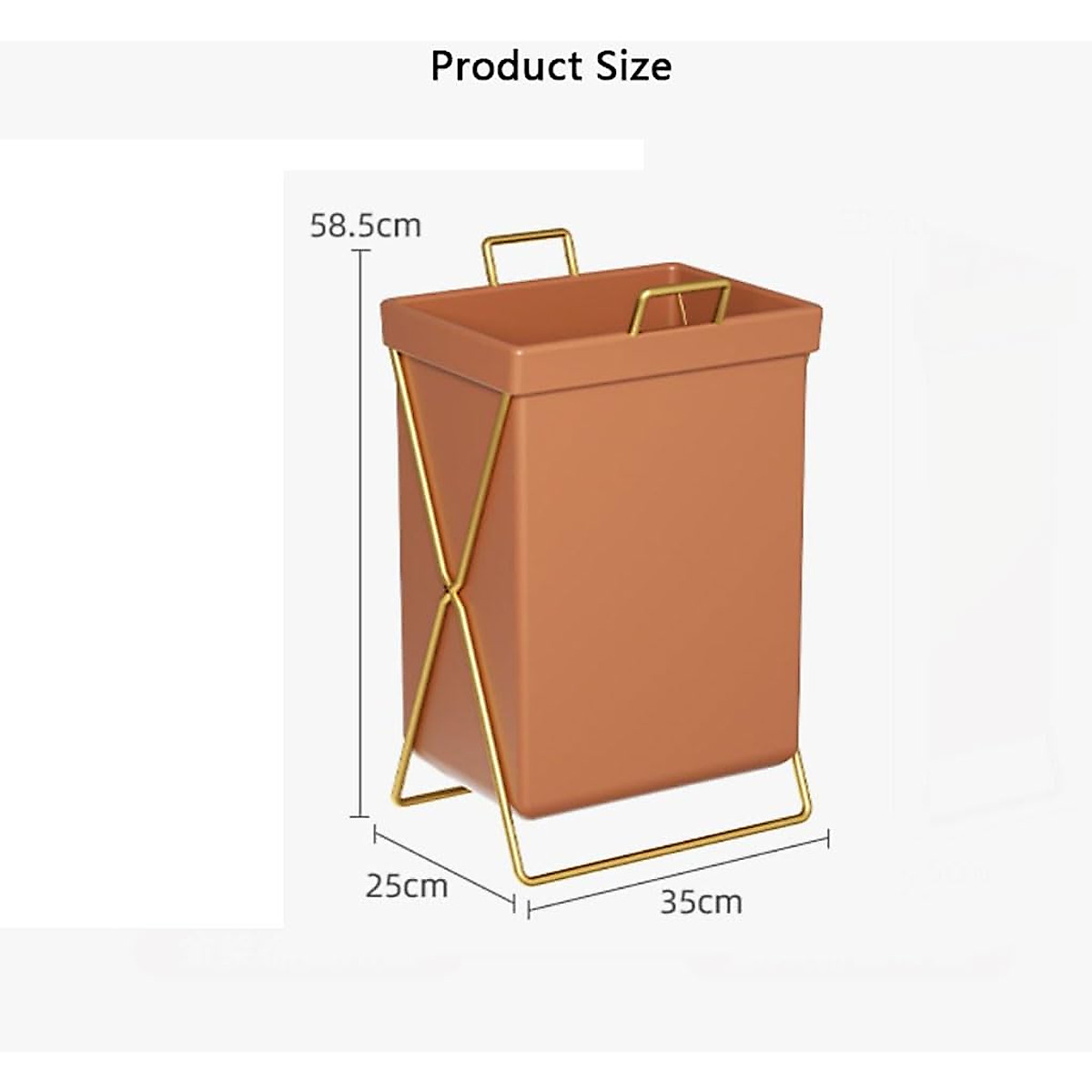 JITEM Cesto X-Frame Collapsible Laundry Basket w/Leather Bag Sorter Organizer Black/Gold Metal Frame Laundry Hamper Luxury Folding Dirty Clothes Basket w/Lid Dorm Washing Bin