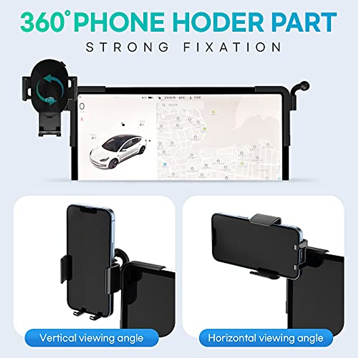 FICS Tesla Model 3 Accessories, Tesla Model Y Accessories, Model 3 Phone Mount, Model Y Phone Mount