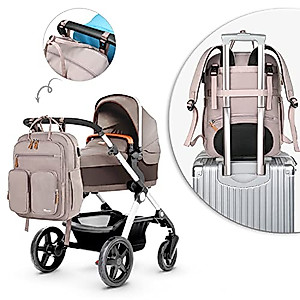 Mancro Diaper Bag Backpack, Baby Bags for Mom and Dad Maternity Diaper Bag for Girls, Large Capacity Waterproof Bag with USB Charging Port, Insulated Pockets, Stroller Straps, Grey