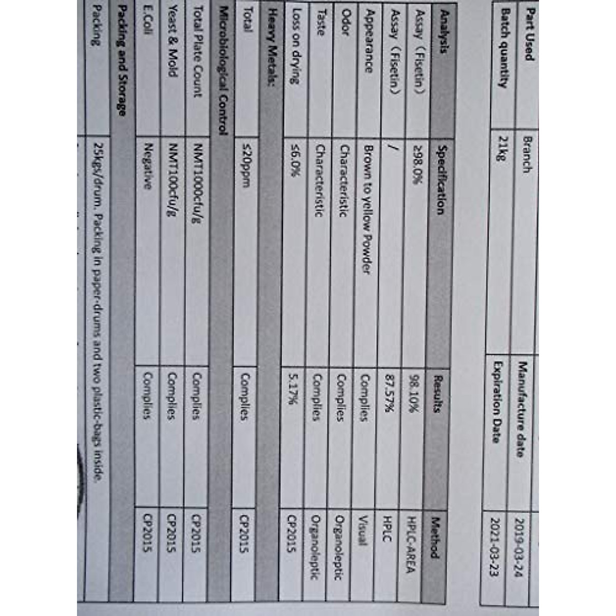 AXENIC 100 Grams Fisetin Powder CAS # 528- 48 - 3 , 98.1% , cotinus coggygria