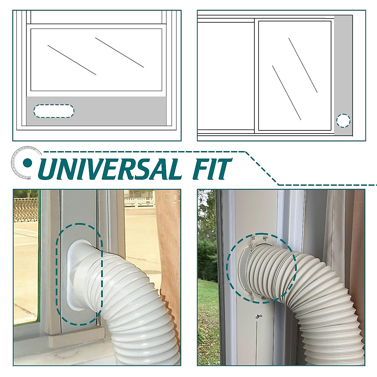 Daisypower Portable Air Conditioner Window Vent kit Suround Insulation Panel,Portable AC Window Seal Plate Insulated Foam Panel for 5.9& 5 Inch Exhaust Hose,Drafts Stop,up to 60 inch