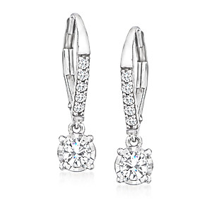 Ross-Simons 0.50 ct. t.w. Diamond Drop Earrings in 14kt White Gold