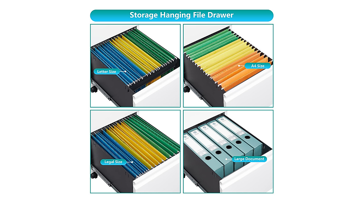 LISSIMO Metal File Cabinets with Locking Drawers for Office & Home