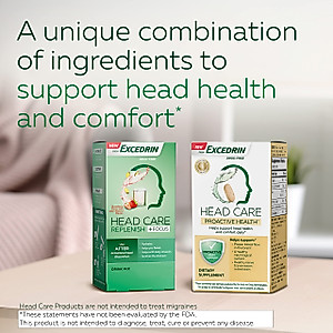 Excedrin Head Care Proactive Health Dietary Supplement - 110 Count and Head Care Replenish Plus Focus Drink Mix from 24 Packets Convenience Pack