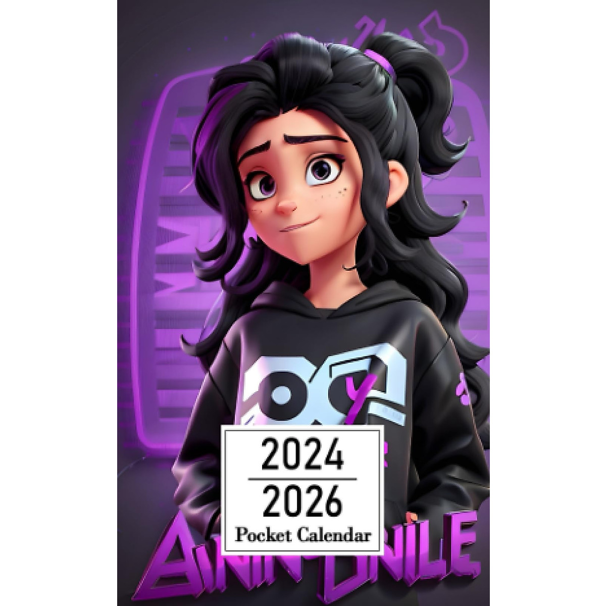 Pocket Calendar 2024-2026: Two-Year Monthly Planner for Purse , 36 Months from January 2024 to December 2026 | Gamer girl | Neon cyberpunk and lofi colors