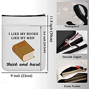 MAOFAED Naughty Book Sleeve I Like My Books Like My Men Thick and Hard Book Lover Gift for Girls (Thick and Hard)