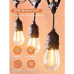addlon LED Outdoor String Lights 36FT with Dimmable Edison Vintage Shatterproof Bulbs and Commercial Grade Weatherproof Strand - ETL Listed Heavy-Duty Decorative Lights for Patio Garden