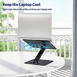 Besign LSX5 Aluminum Laptop Stand, Ergonomic Adjustable Notebook Stand, Riser Holder Computer Stand Compatible with Air, Pro, Dell, HP, Lenovo More 10-14" Laptops (Black)