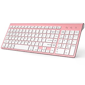 JOYACCESS Bluetooth Keyboard, Pink Wireless Keyboard with Number Pad, Dual Mode Slim Keyboard Connects Up to 3 Devices for iMac/Mac,MacBook, iPad,Laptop,Android,Windows