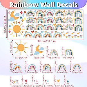 Rainbow Wall Decals Stickers Rainbow Wall Decor for Kids Room Little Girls Bedroom Nursery Playroom Daycare Classroom Parties Decoration (B)
