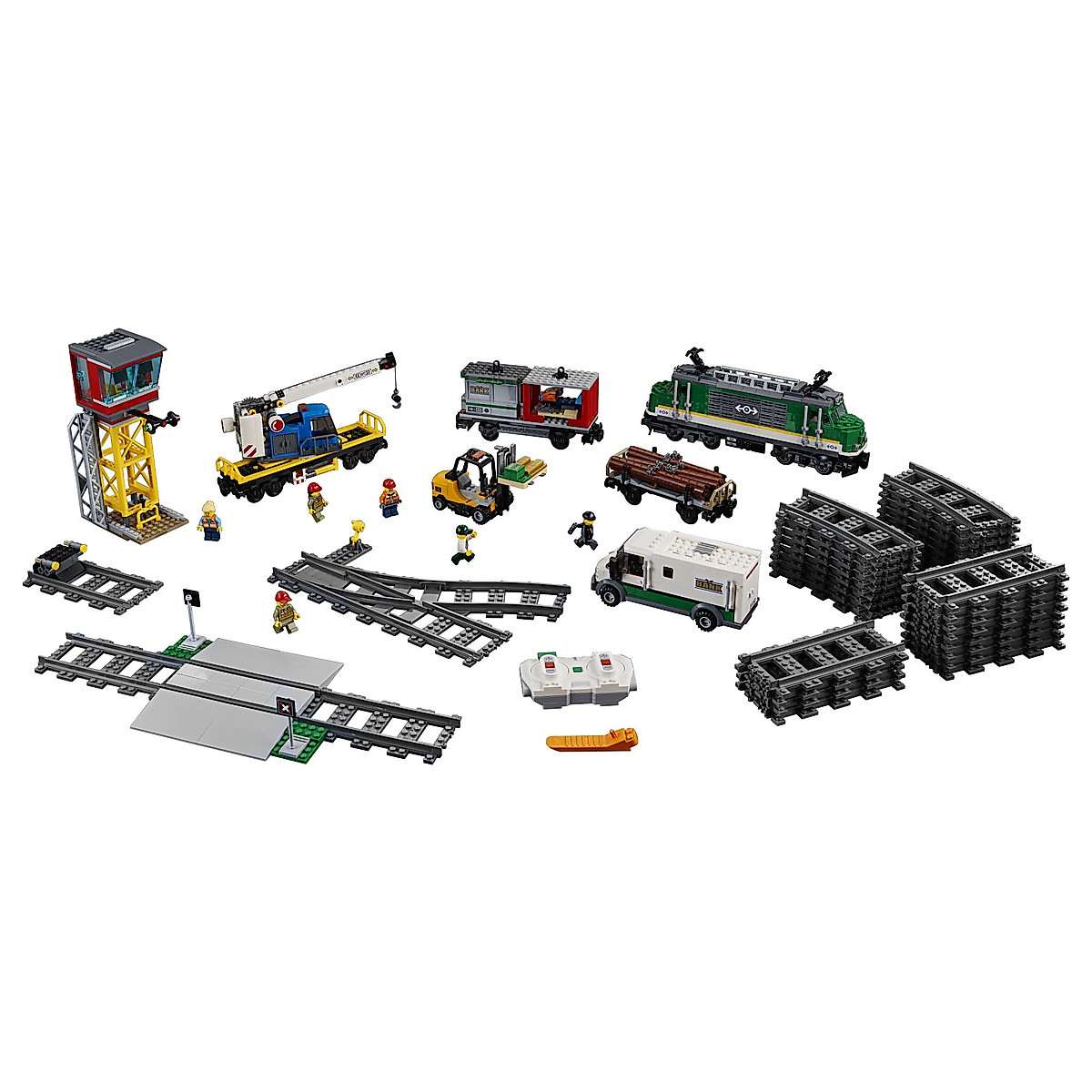 LEGO City Cargo Train 60198 Exclusive Remote Control Train Building Set with Tracks for Kids, Top Present for Boys and Girls (1226 Pieces)
