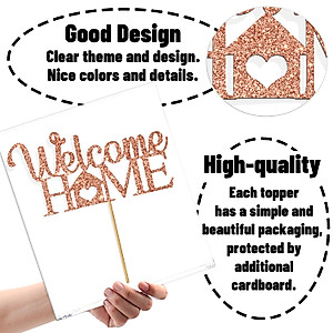 Welcome Home Cake Topper, Home Sweet Home, Welcome Back, Family Housewarming/Retirement/New Baby Party Decorations Supplies, Rose Gold Glitter