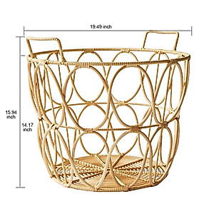 Large Natural Rattan Open Weave Round Basket - Easy to use