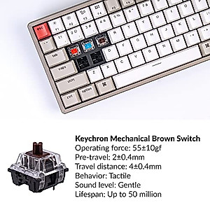 Keychron K2 75% Layout Bluetooth Wireless Mechanical Keyboard with Double-Shot Retro Keycaps/Type-C Wired/Keychron Mechanical Brown Switch/Aluminum Frame 84 Keys Computer Keyboard for Mac Windows