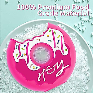 PHEENOWL 380ml Donut Water Bottle with Straw for Kids, BPA Free & Leak Proof Sports Cup with Straw, Toddler Drink Bottle with Shoulder Strap for Outdoor and School (Pink)